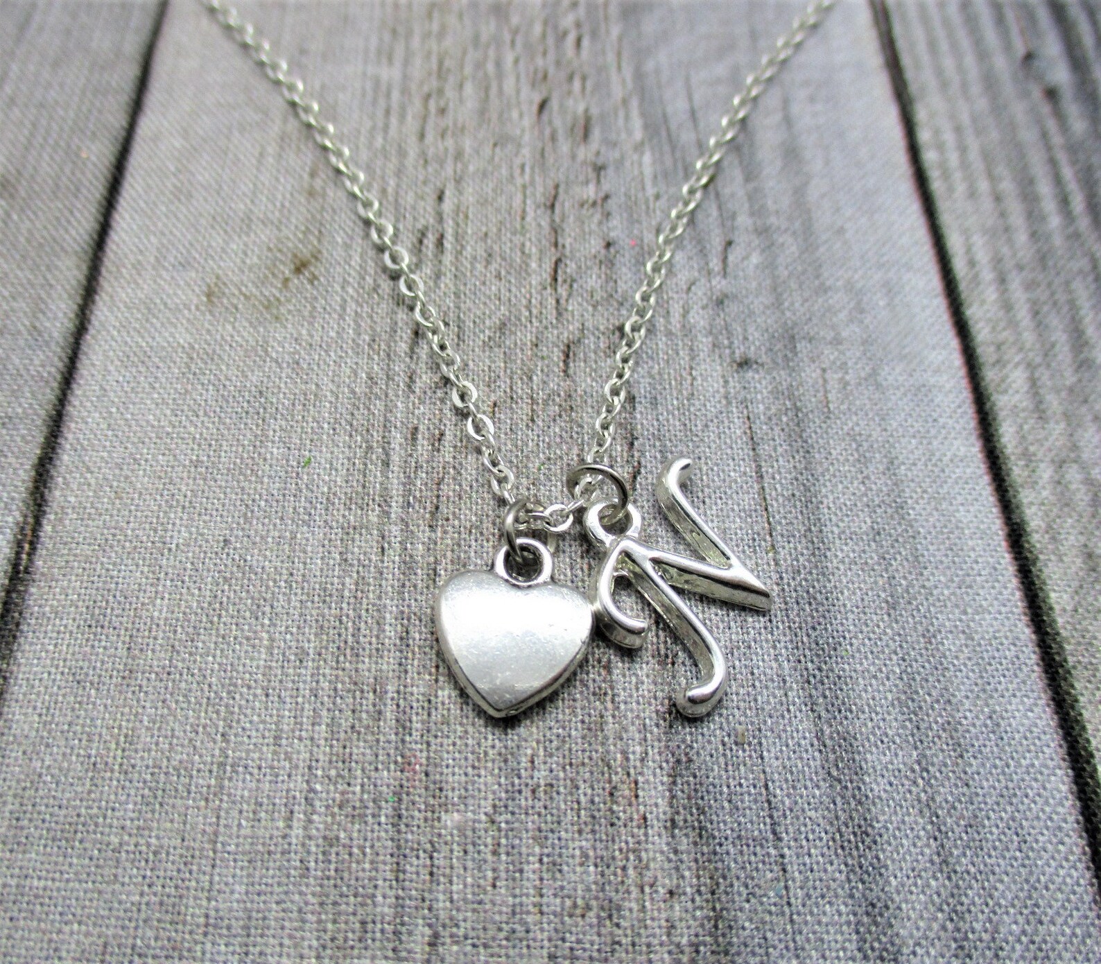 Heart Necklace Initial Necklace Heart Jewelry Customized - Etsy