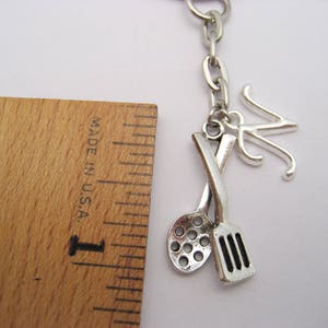 Spatula Keychain Cook Keychain Initial Spoon Keychain Foodie Gifts ...