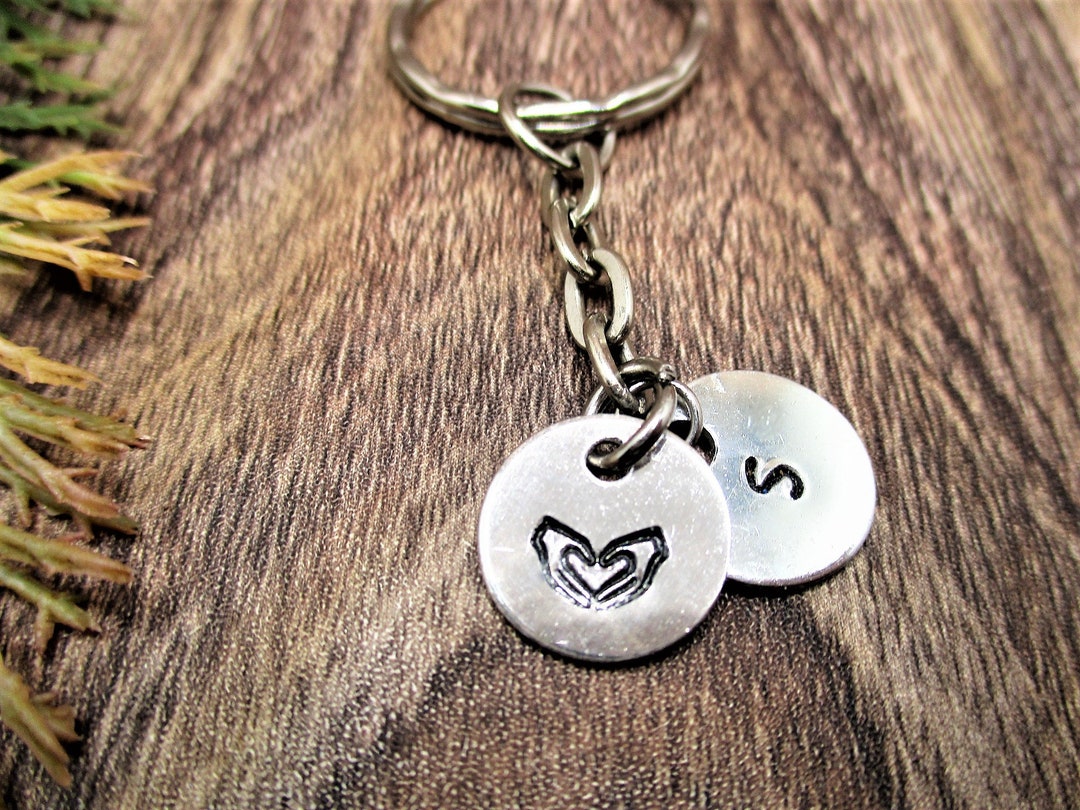 Heart Hands Keychain Personalized Handstamped Custom Gifts for Her ...