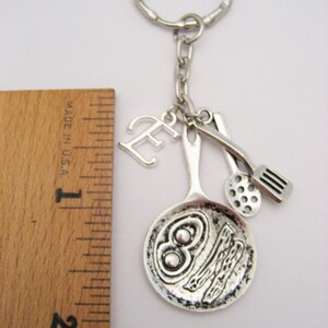 Frying Pan Keychain Bacon and Eggs Keychain Initial Keychain ...
