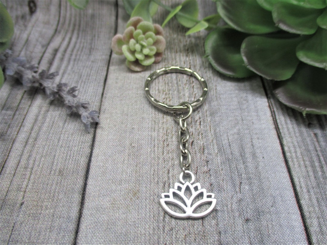Lotus Flower Keychain Lotus Keychain Yoga Gift for Her / Him - Etsy
