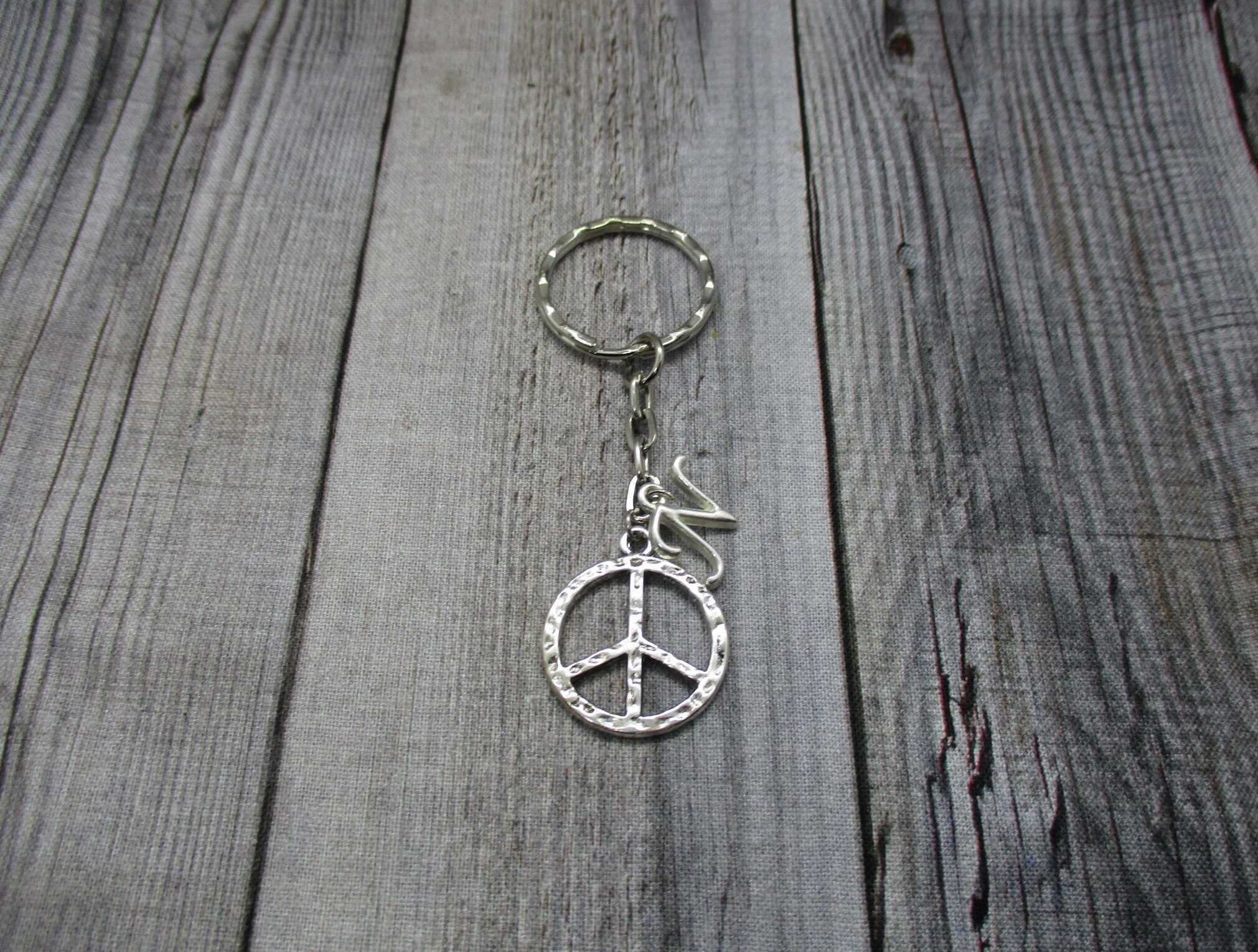 Peace Sign Keychain Initial Keychain Letter Keychain Peace | Etsy
