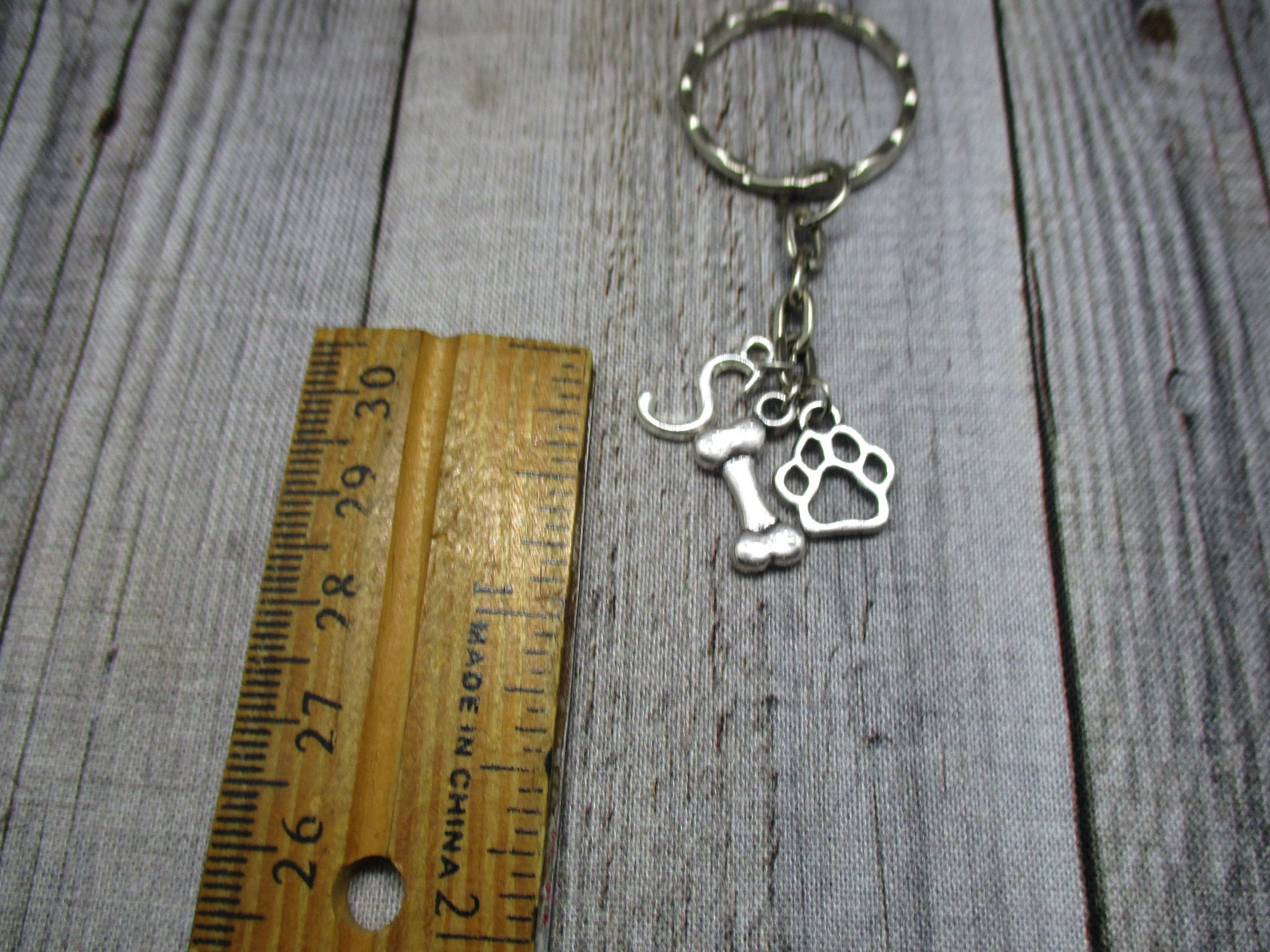 Dog Bone Keychain, Dog Initial Paw Keychain, Dog Lovers Keychain ...