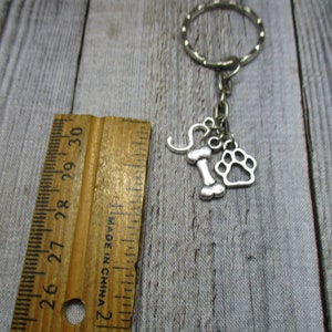 Dog Bone Keychain, Dog Initial Paw Keychain, Dog Lovers Keychain ...