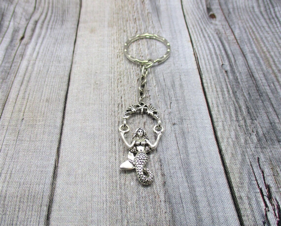 Mermaid Keychain Nautical Keychain Ocean Keychain Nautical - Etsy