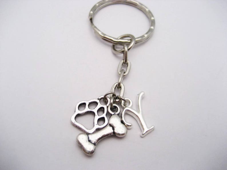 Dog Bone Keychain Dog Initial Paw Keychain Dog Lovers - Etsy