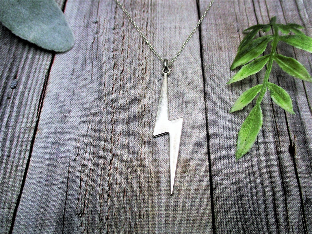 Large Lightning Necklace Lightning Bolt Necklace Gifts for Her / Him ...
