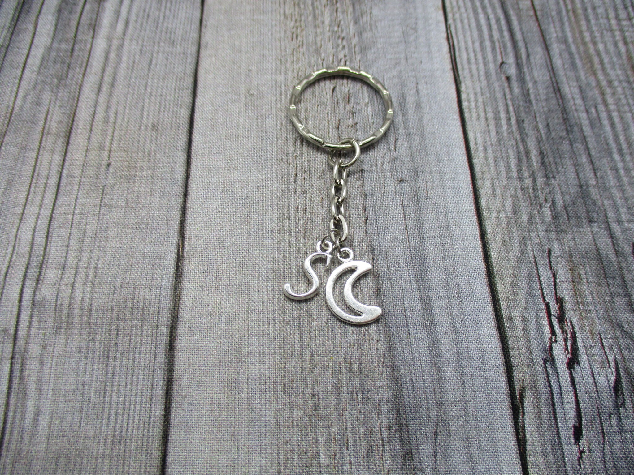 Moon Keychain Half Moon Keychain Personalized Moon Keychain | Etsy
