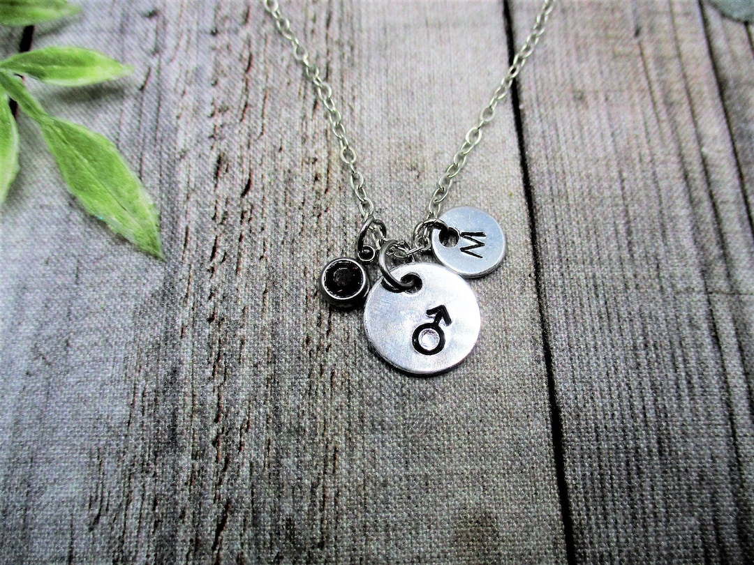 Male Symbol Necklace Personalized Letter Initial Mars Necklace Gift for ...