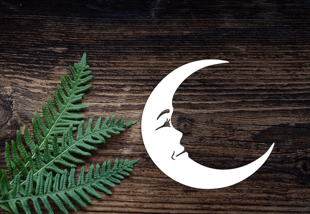 Crescent Moon Decal Man on the Moon Vinyl Decal for Bumper Sticker ...