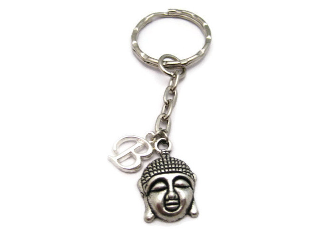 Buddha Keychain Initial Keychain Personalized Zen Keychain Customized ...