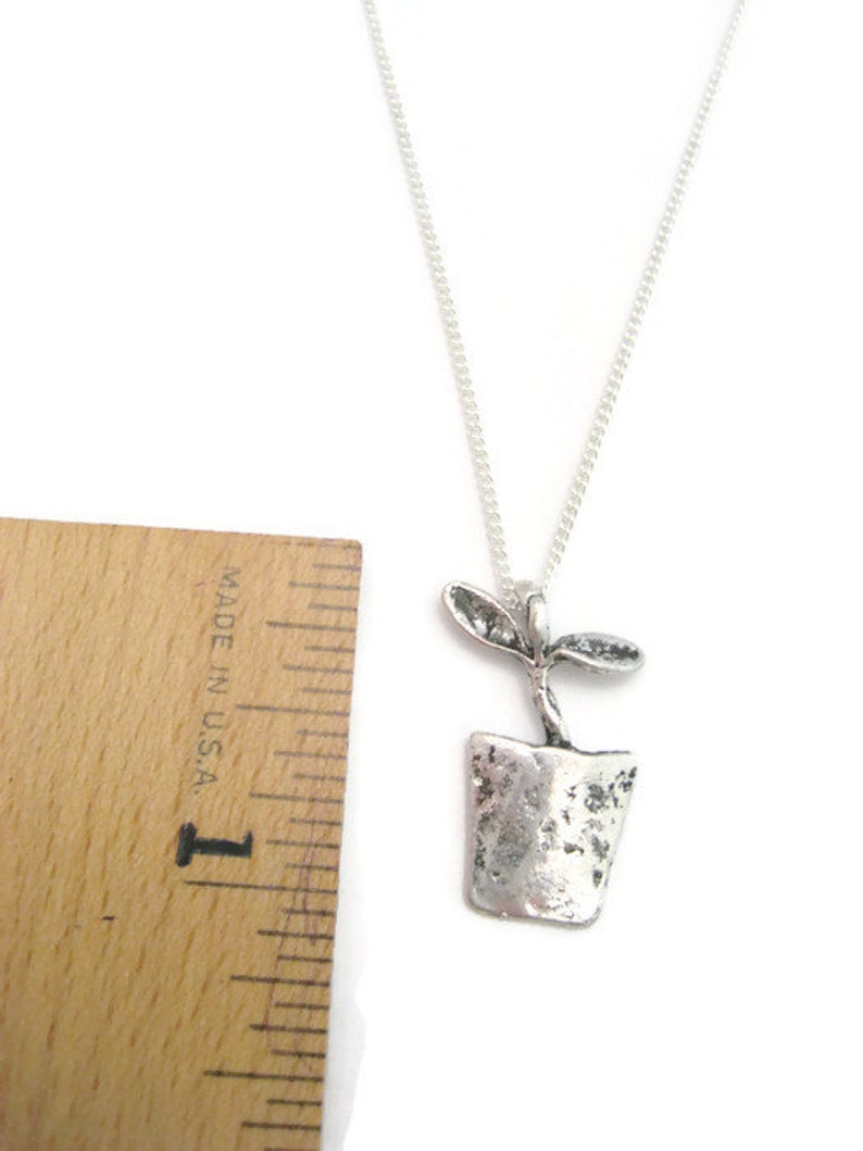 Silver Garden Necklace Gardener Necklace Sprout Jewelry | Etsy