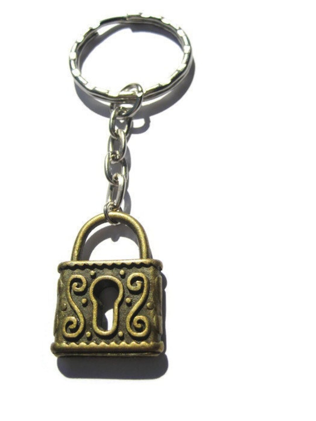 Lock Keychain Lock Key Chain Bronze Lock Keychain Unisex Gifts Under 10 ...