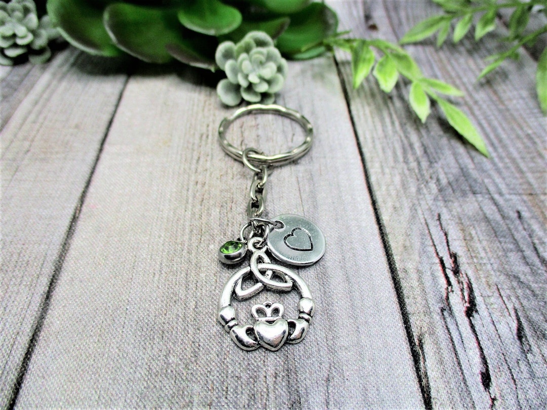 Claddagh Keychain Personalized Handstamped Celtic Knot Keychain Custom ...