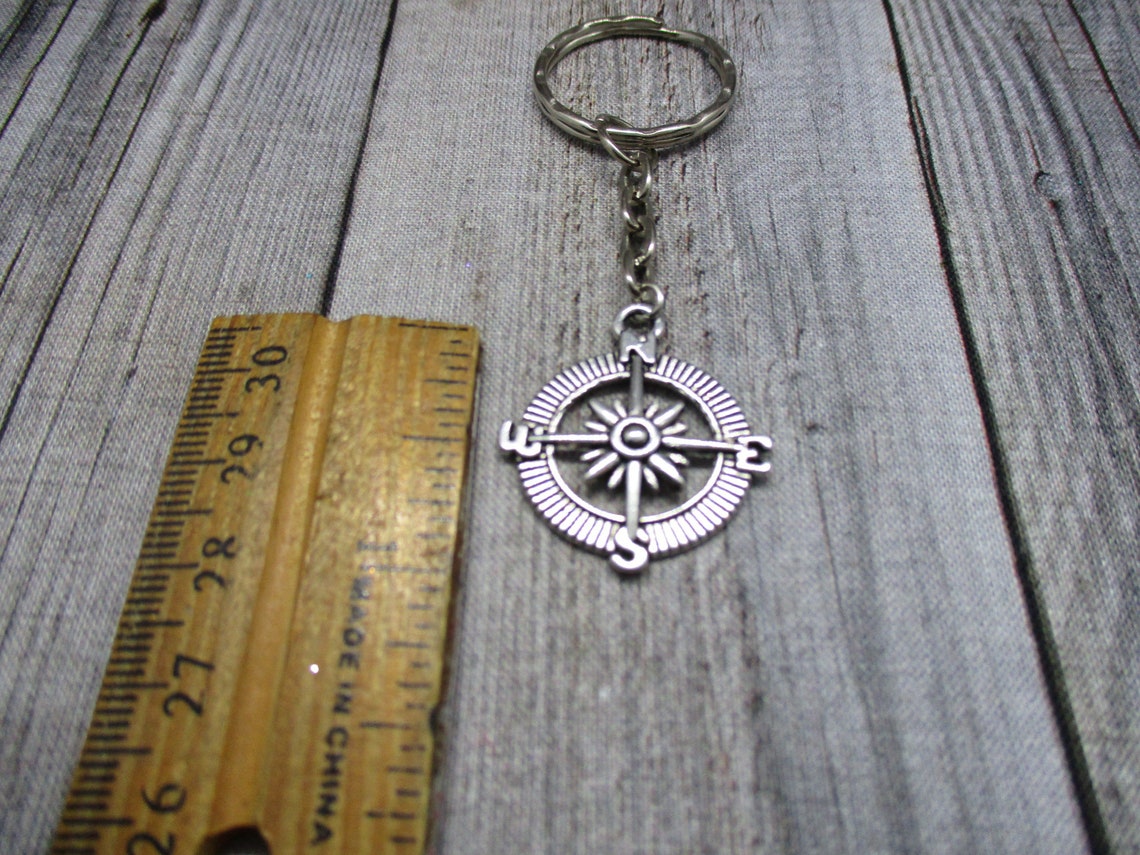 Compass Keychain Direction Keychain Nautical Keychain Compass - Etsy
