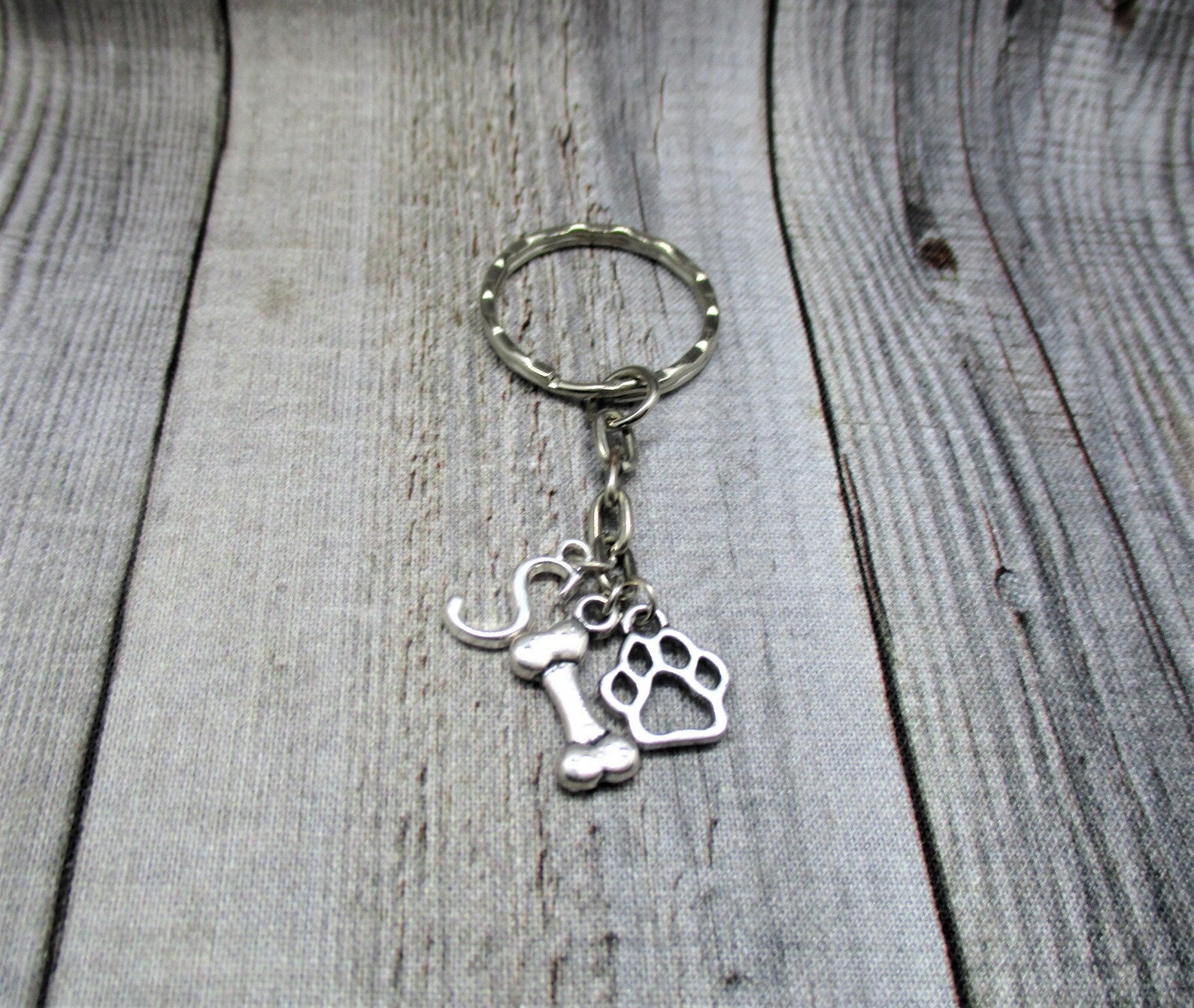 Dog Bone Keychain Dog Initial Paw Keychain Dog Lovers | Etsy