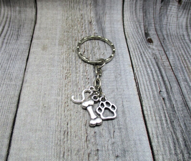 Dog Bone Keychain Dog Initial Paw Keychain Dog Lovers - Etsy