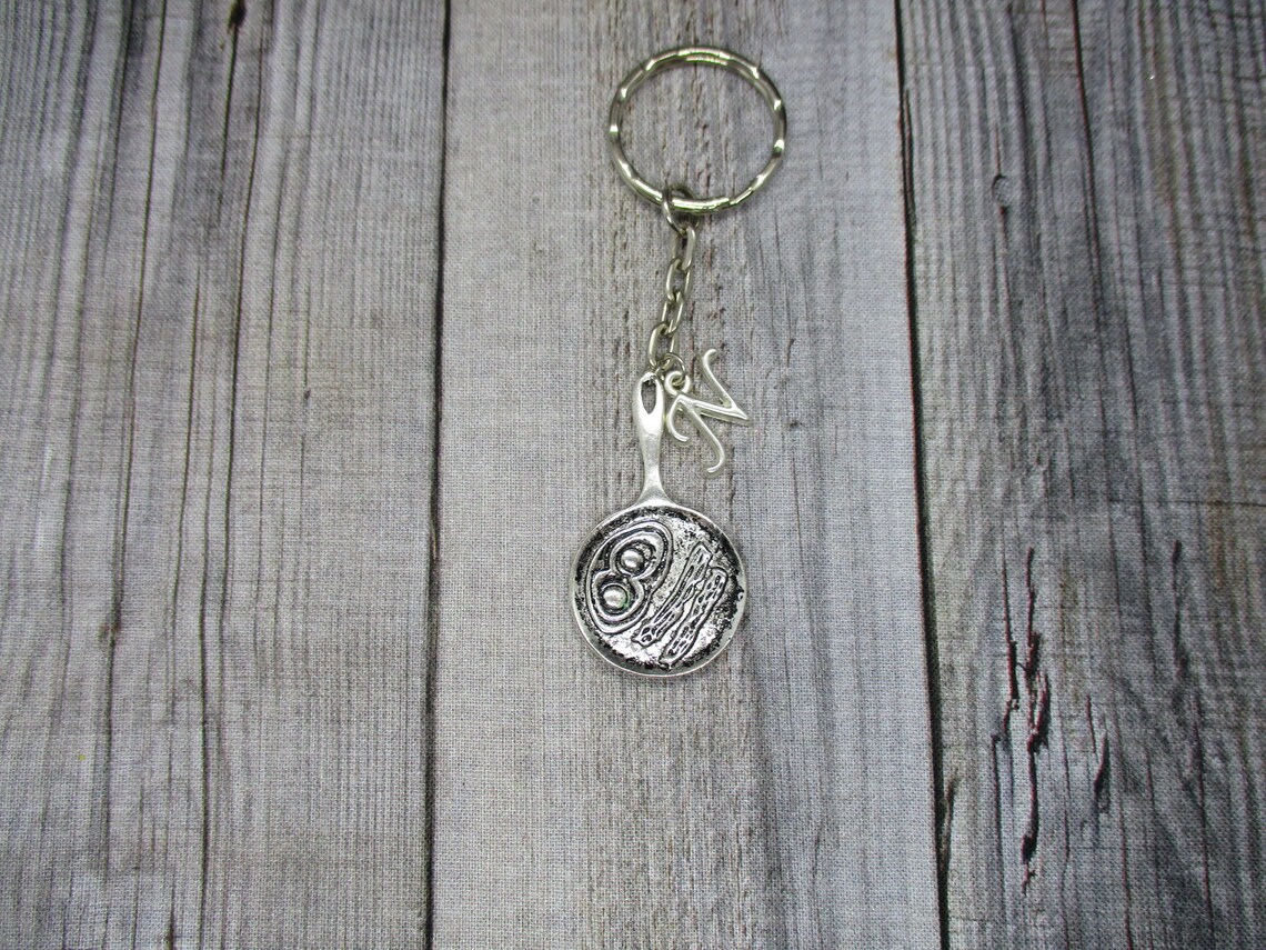 Frying Pan Keychain Bacon and Eggs Keychain Initial Cook Keychain ...
