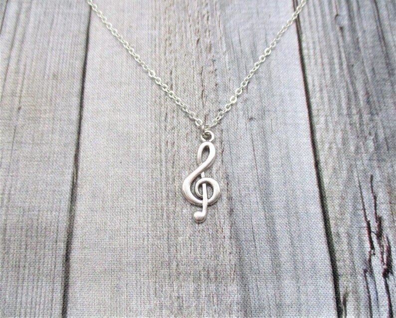 Treble Clef Necklace Music Charm Necklace Music Note Necklace Music ...