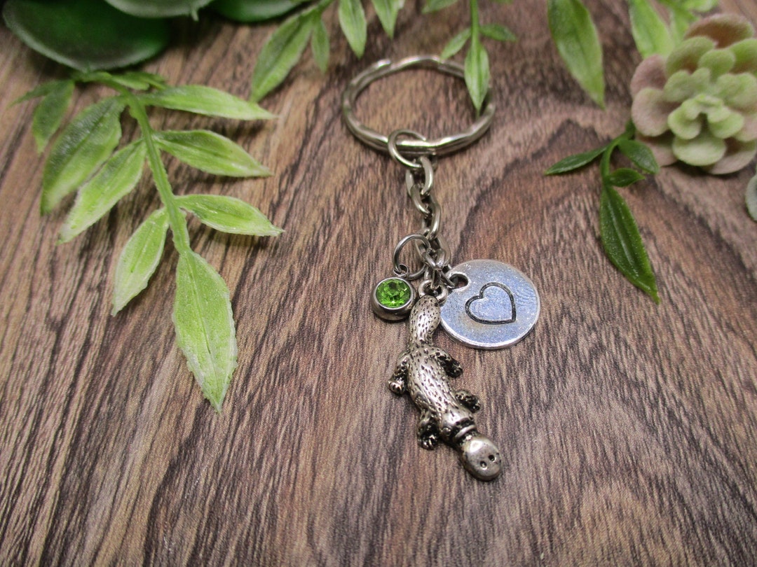 Platypus Keychain Initial Keychain Personalized Gifts Birthstone Animal ...