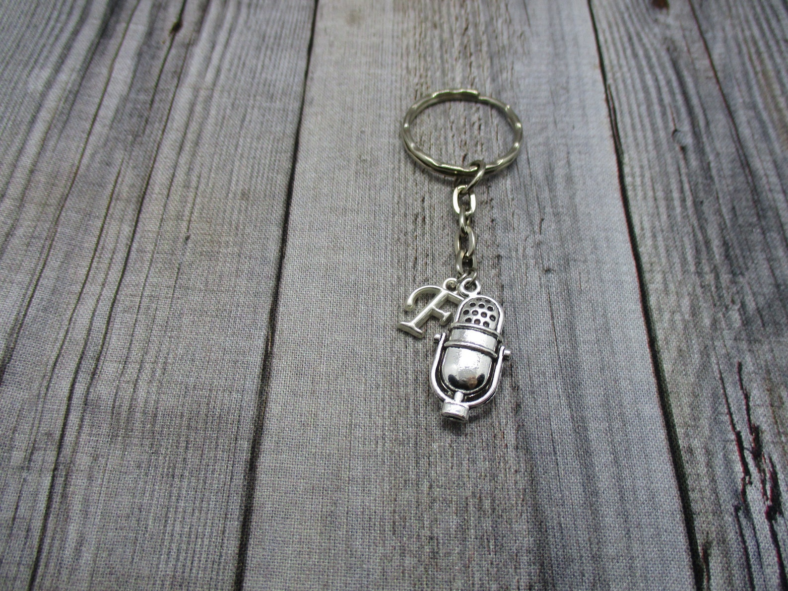 Microphone Keychain Radio Keychain Initial Singer Keychain | Etsy