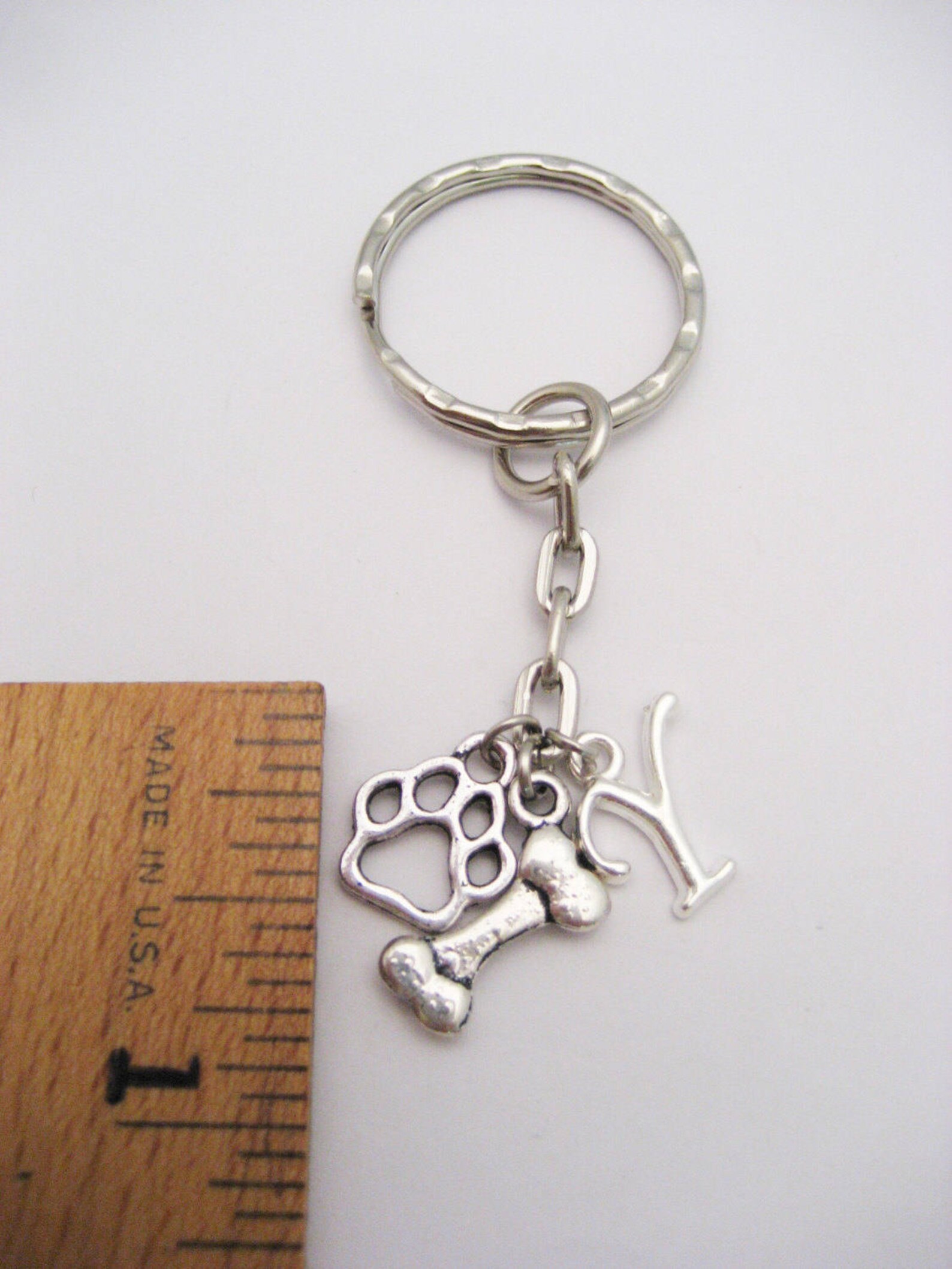 Dog Bone Keychain, Dog Initial Paw Keychain, Dog Lovers Keychain ...
