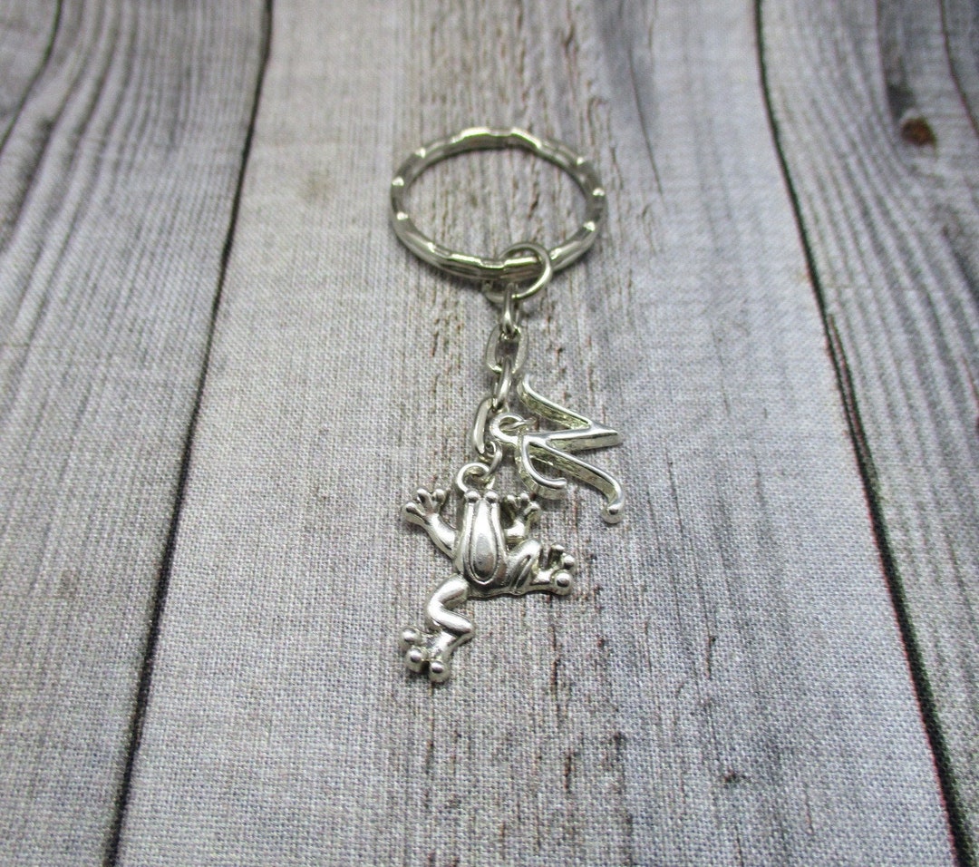 Frog Keychain: Personalized Initial, Jumping Frog Charm - Etsy