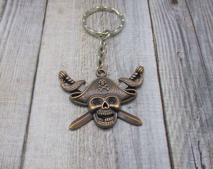 Pirate Keychain Skull and Swords Keychain Pirate Key Ring Skull ...