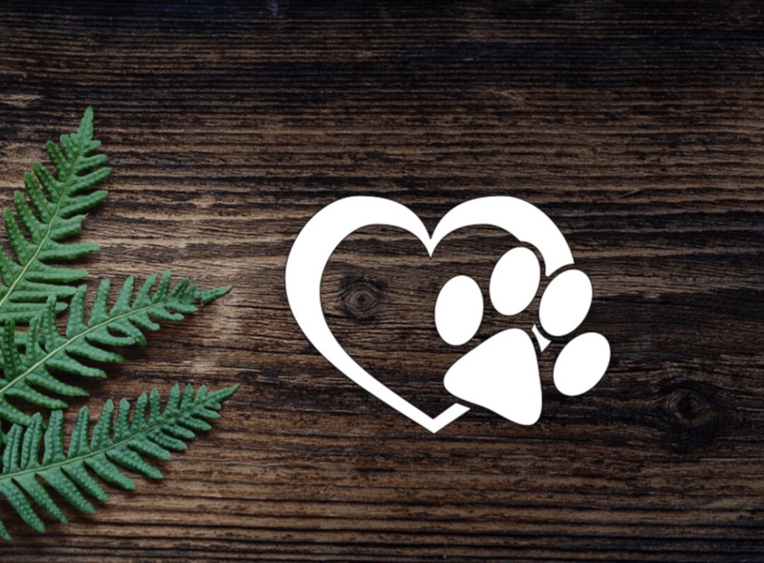 Vinyl Heart Paw Decal for Water Bottle, Laptop, Car, Tumbler Cup Pet ...