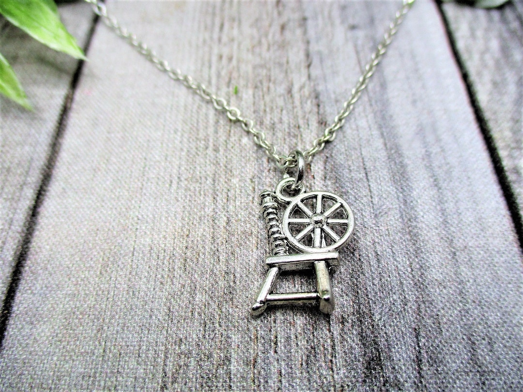 Spinning Wheel Necklace Spinning Wheel Charm Necklace Yarn Lovers Gifts ...