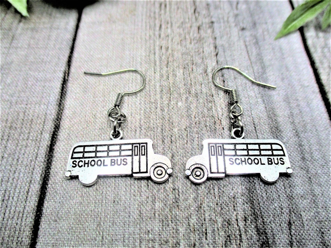 School Bus Earrings School Bus Dangle Earrings School Bus Jewelry ...