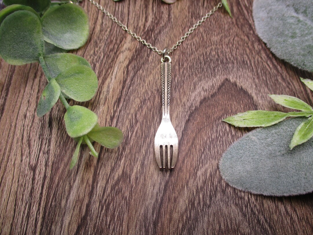 Fork Necklace, Food Necklace, Fork Jewelry, Utensil Necklace, Kitchen ...