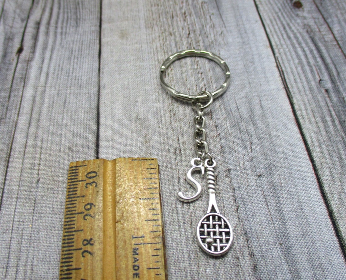 Tennis Racket Keychain Initial Tennis Keychain Customized Gift | Etsy