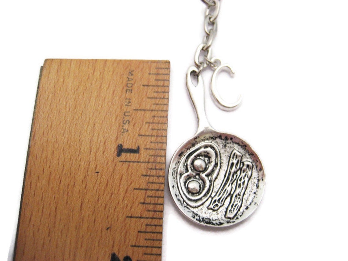 Frying Pan Keychain Bacon and Eggs Keychain Initial Cook Keychain ...
