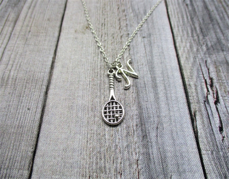 Tennis Racket Necklace Personalized Sports Necklace Initial - Etsy