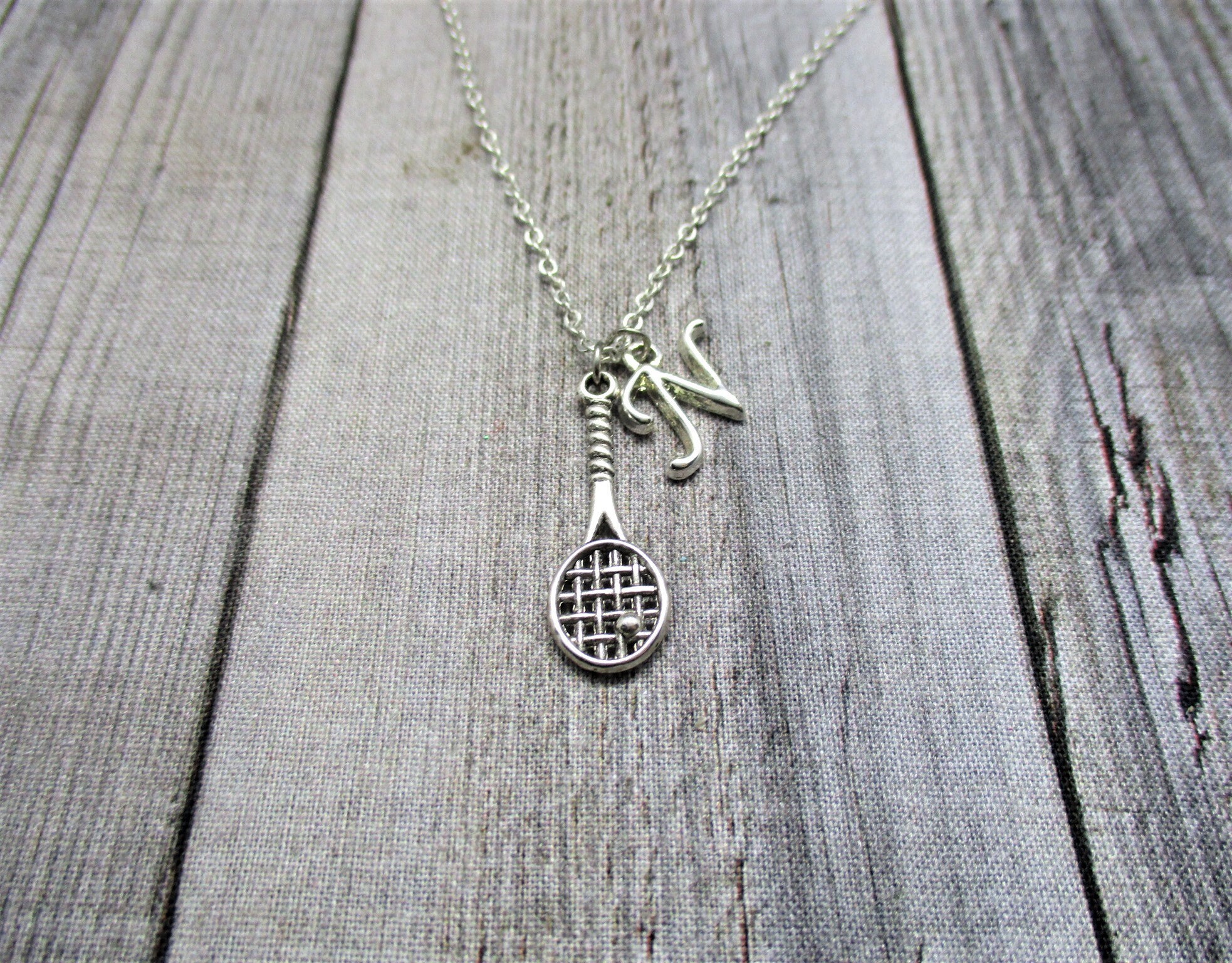 Tennis Racket Necklace Personalized Sports Necklace Initial | Etsy