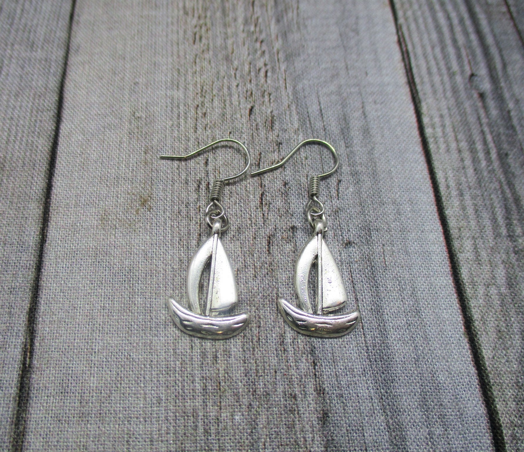 Sailboat Dangle Earrings, Nautical Jewelry - Etsy