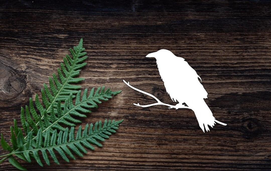 Crow Decal Crow on Branch Vinyl Decal for Bumper Sticker, Laptop, Cars ...