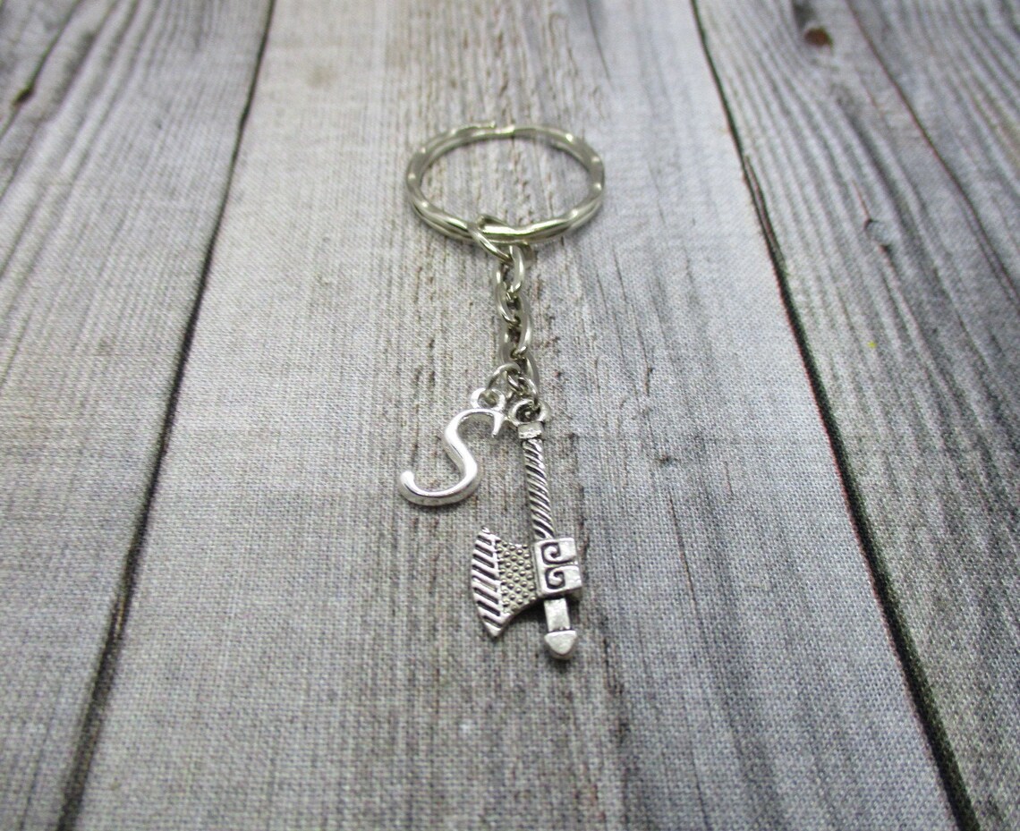 Viking Battle Axe Keychain Renaissance Letter Keychain Personalized ...