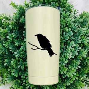 Crow Decal Crow on Branch Vinyl Decal for Bumper Sticker, Laptop, Cars ...