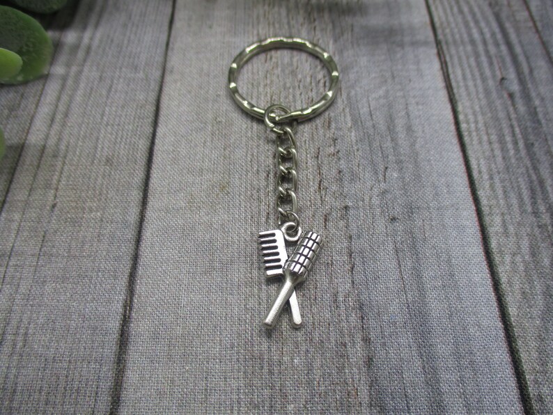 Hairbrush Keychain Brush and Comb Keychain Hairdressers - Etsy