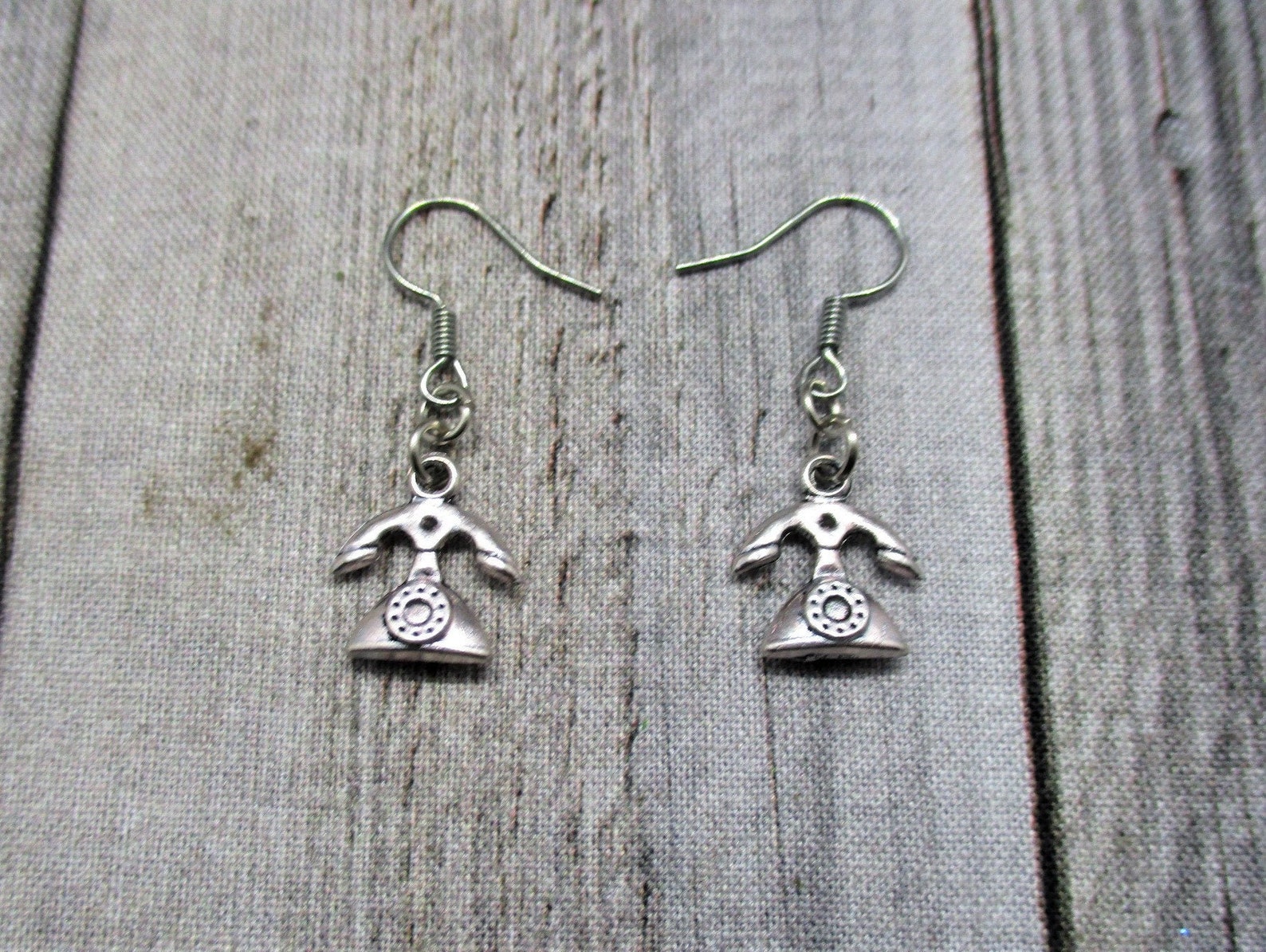 Phone Earrings Dangle Earrings Rotary Telephone Earrings - Etsy