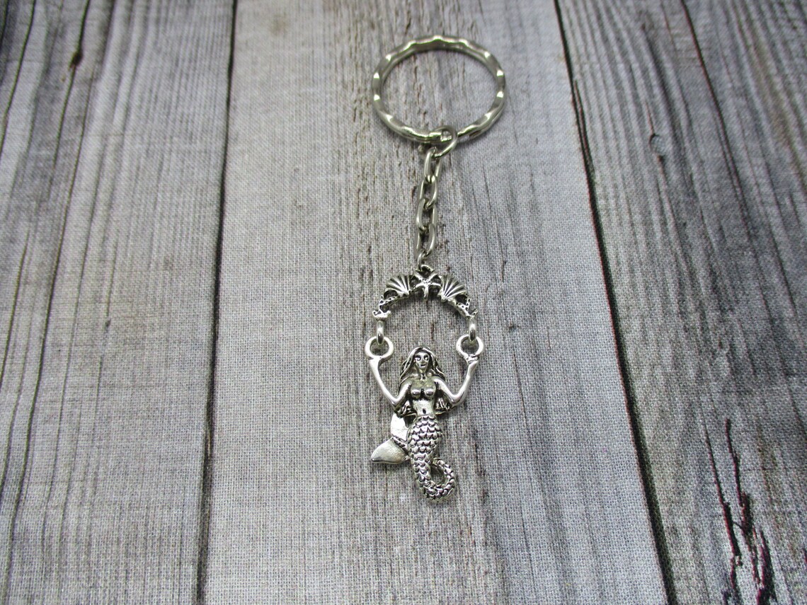 Mermaid Keychain Nautical Keychain Ocean Keychain Nautical - Etsy