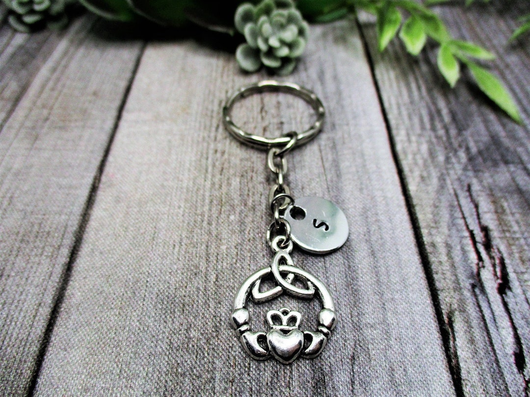 Claddagh Keychain Personalized Handstamped Celtic Knot Keychain Gift ...