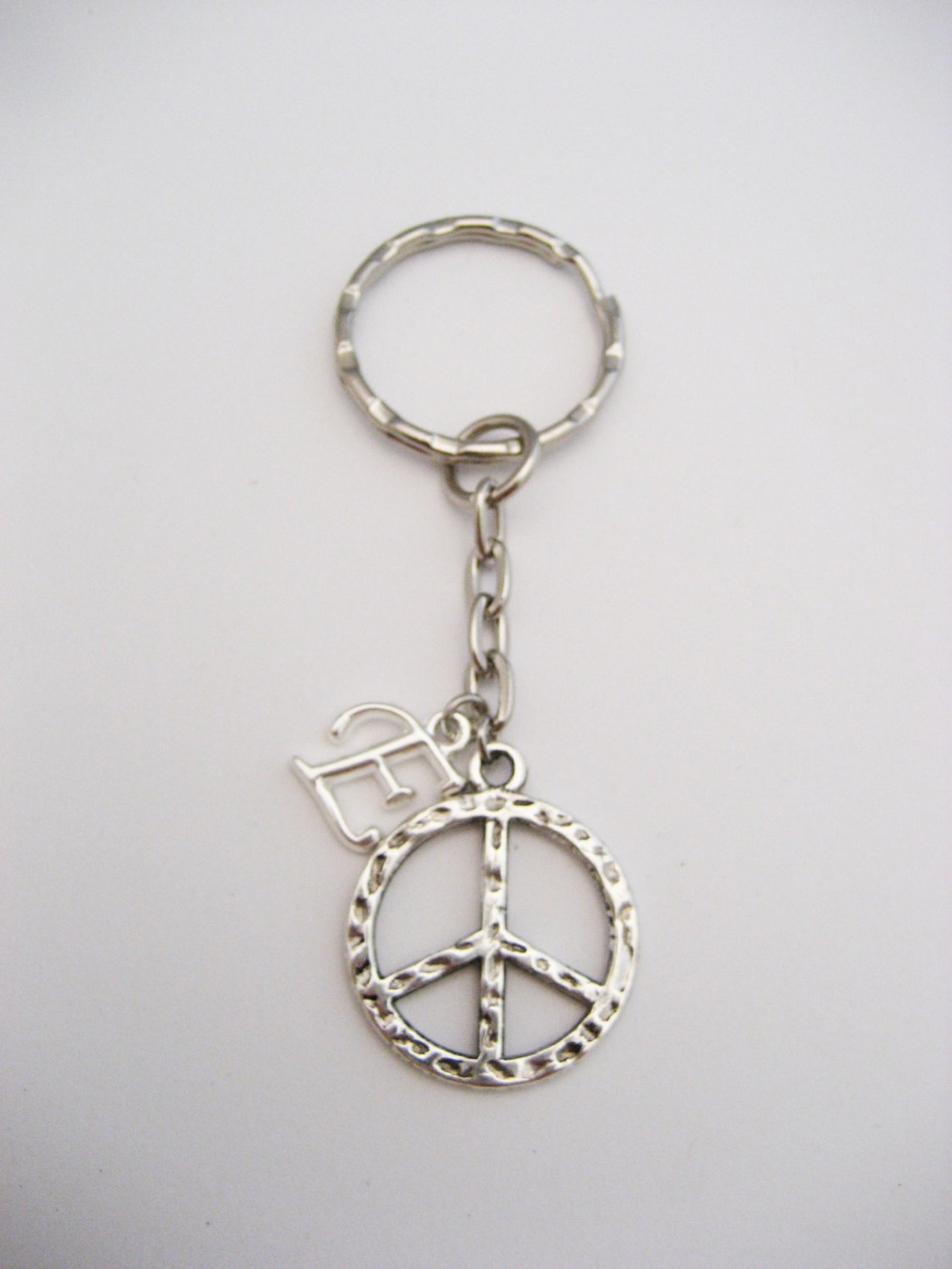 Peace Sign Keychain Initial Keychain Letter Keychain Peace - Etsy