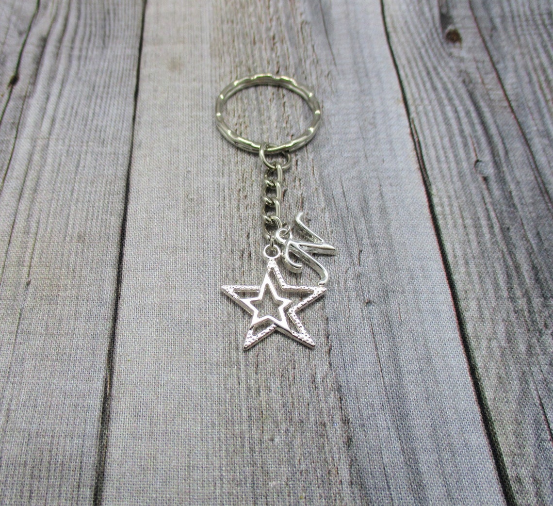 Star Keychain Double Star Keychain Personalized Star - Etsy