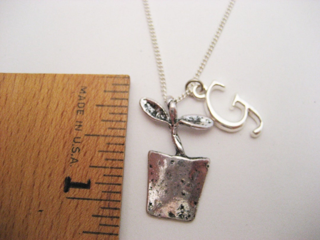 Garden Charm Necklace Initial Necklace Personalized Gardener Necklace ...