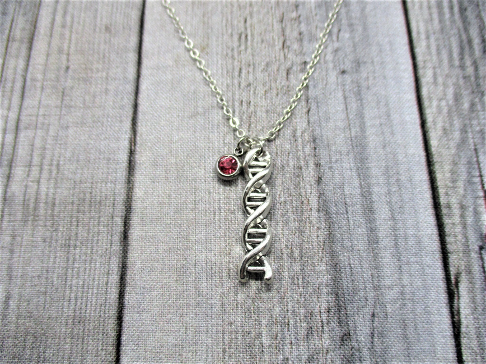 DNA Necklace Science Necklace W/ Birthstone Birth Month | Etsy