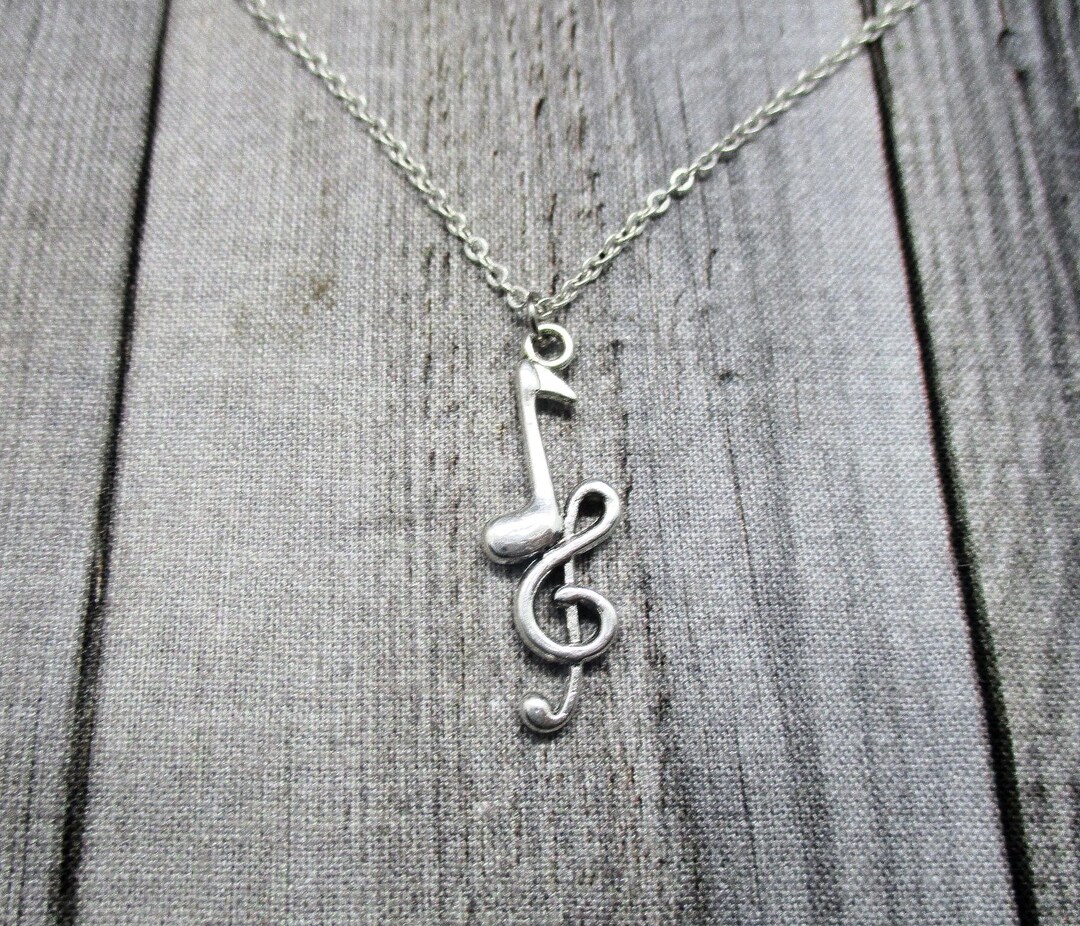 Music Note Necklace Treble Clef Necklace Music Charm Necklace Music ...