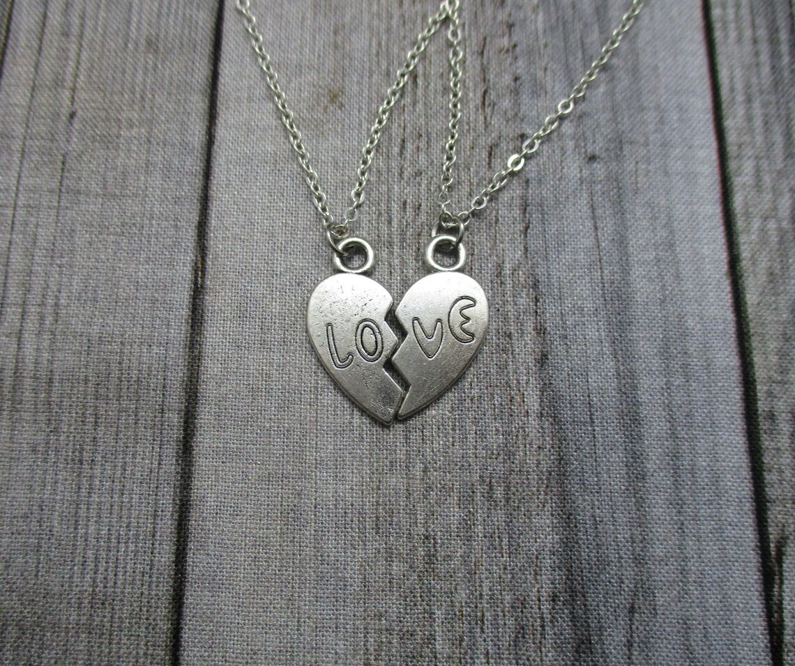 Love Necklace Set Split Heart Necklace Set Best Friends / - Etsy